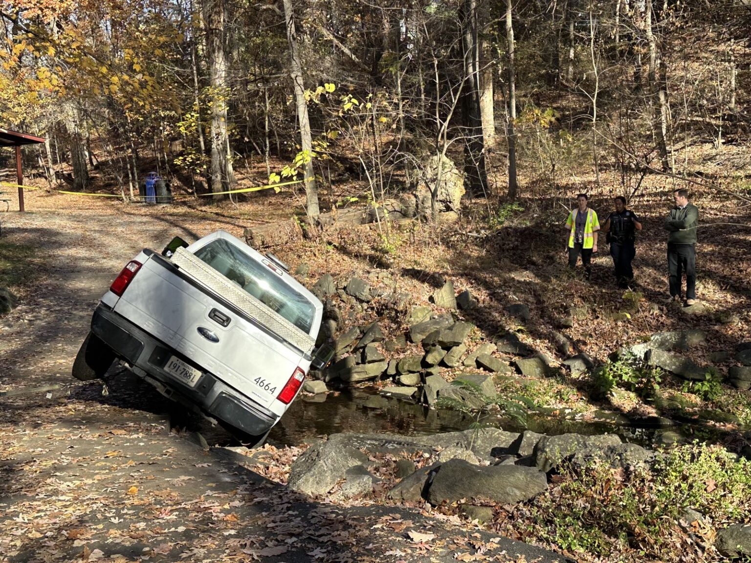 NEW: County truck drives off bridge in local park | ARLnow.com