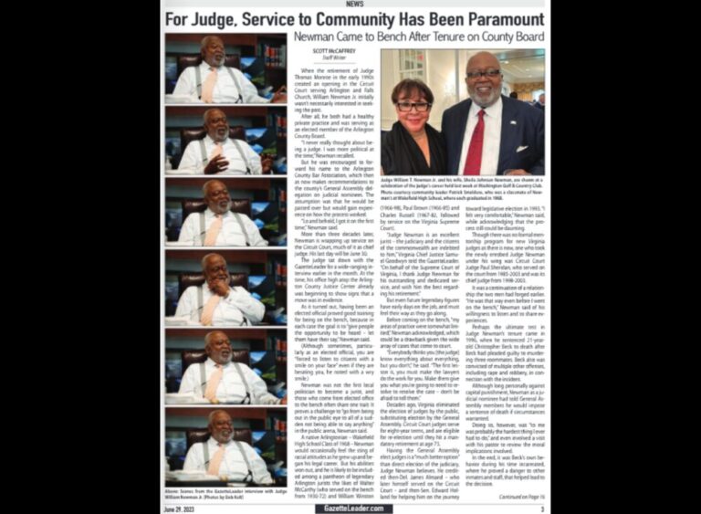 JUST IN: Judge William Newman, Arlington’s first Black County Board ...