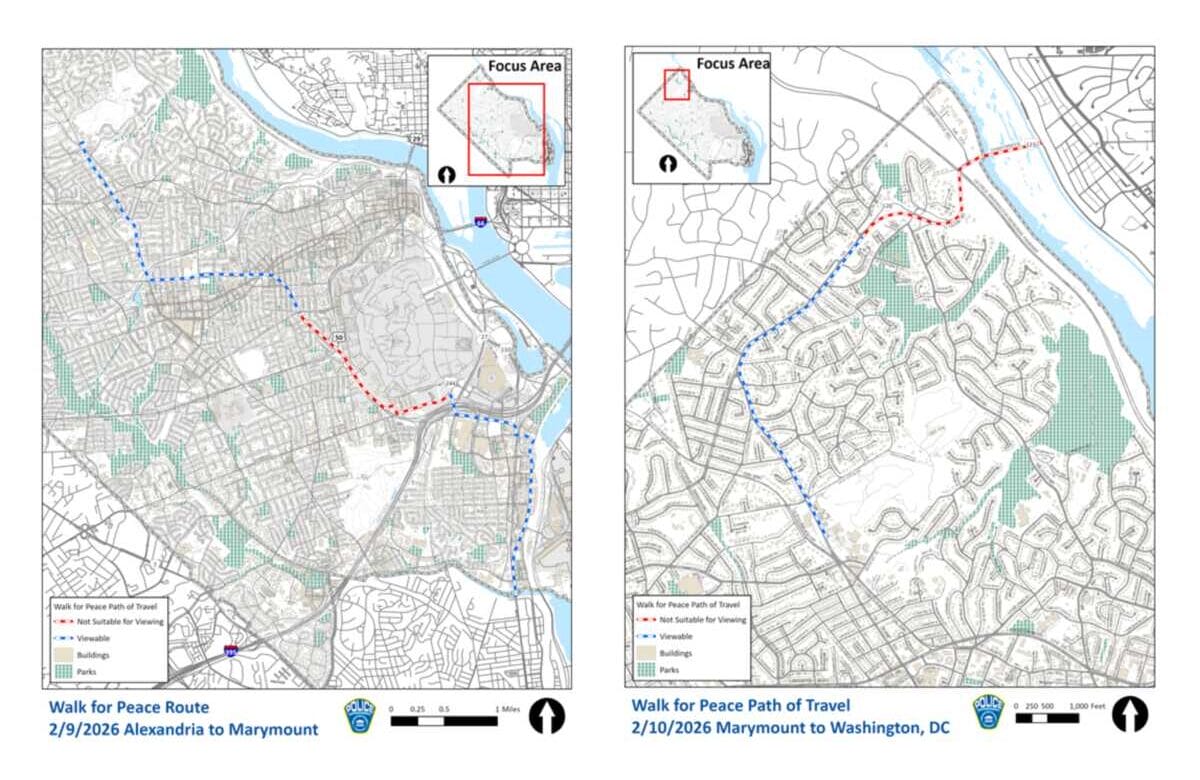 Walk for Peace brings rolling road closures to Arlington on Monday and ...