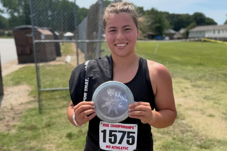 Yorktown senior wins state discus title, catches in softball final in ...